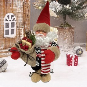 Vánoční dekorace, zpívající a tančící Santa Claus nosící dárky, 34cm
