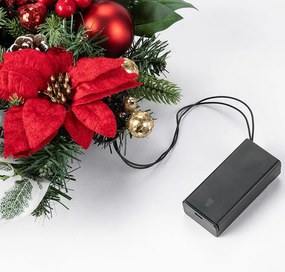 Vánoční věnec POINSETTIA s LED osvětlením, 30 cm