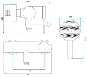 Nástěnná vanová baterie REA CLIF, nikl kartáčovaný