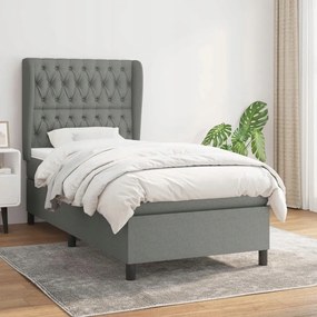 Box Spring Postel S Matrací Textil Tmavě Šedá Prošívaný design 100 x 200