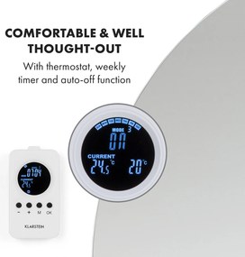 Klarstein Marvel Mirror, infračervený ohřívač, 300 W, týdenní časovač, IP54, zrcadlo, kulaté
