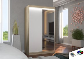 ADRK Furniture Posuvná skříň se zrcadlem a LED osvětlením REWENA 120 ADRK-SW-REW-SW-120+L