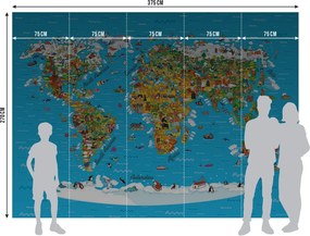 Dětská fototapeta na míru Dětská Mapa Světa | Výroba na míru | DFTNS2441