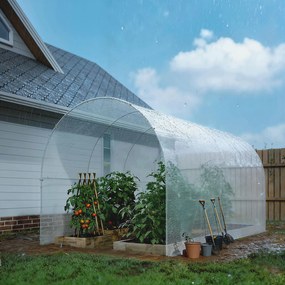 Outsunny Nepromokavá plachta 4 x 6 m 140g/m² látková plachta Robustní ochranná plachta odolná proti roztržení a stabilní vůči UV záření se zesílenými…
