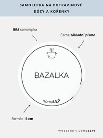 Samolepka na kořenky BAZALKA bílá 5 cm základní písmo