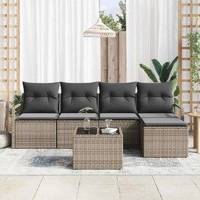 Set pohovek 6 ks Světle šedá polyratan 3355018