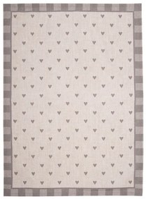 Béžovo-šedá bavlněná utěrka se srdíčky Love It - 50*70 cm