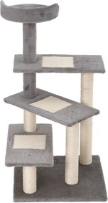 PawHut stabilní kočičí strom, nosnost 15 kg, schody pro kočky, 3 stupně, béžová, šedá, 48,5 x 48,5 x 100 cm