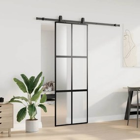 Posuvné dveře se sadou kování černé 76x205 cm Tvrzené sklo 3375880