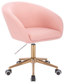 LuxuryForm Židle VENICE na zlaté základně s kolečky - růžová
