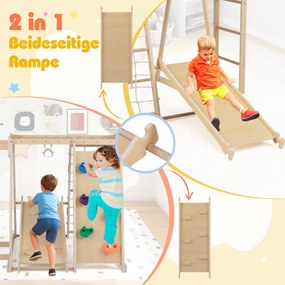 Costway 6-in-1 Vnitřní prolézačka hřiště se skluzavkou lezecká stěna