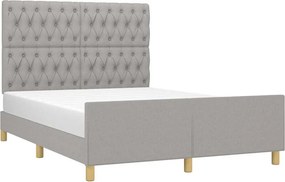 Rám postele bez matrace světle šedý 140 x 190 cm textil 3125292