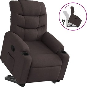 Zvedací polohovací křeslo tmavě hnědé textil 3206650