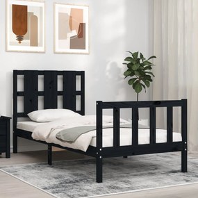 vidaXL Rám postele s čelem 90 x 190 cm masivní dřevo [3192198] Barva: Černá