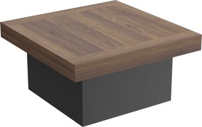 HOMCOM Čtvercový konferenční stolek s 16barevným LED osvětlením, moderní obývací stůl, 90 x 45 cm, ořech