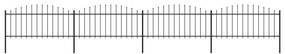 vidaXL Zahradní plot s hroty ocel (0,5–0,75) x 6,8 m černý