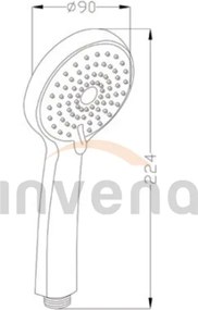 Invena Dafni, 3-funkční ruční sprchová hlavice kulatá, černá matná, INV-AS-02-004-S