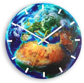 M.Clock Nástěnné akrylové hodiny mapa světa 30x30cm modré