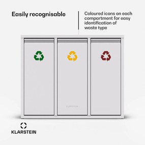 Klarstein Ordnungshüter 3, odpadkový koš, 45 litrů, 3 koše na odpadky, nástěnná instalace