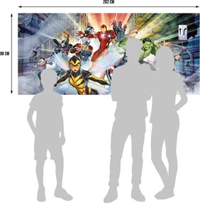 Dětská vliesová fototapeta na zed' Marvel Avengers v bitvě, Disney | 202 x 90 cm | DFTDNH 5397
