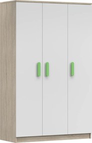 IDZ Šatní skříň SMYK III 3D 19, 120 cm Bílá + Dub Sonoma / Barevné úchytky Barva: Grafit