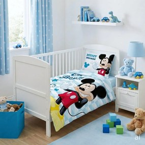 Povlečení do dětské postýlky Mickey Mouse - Disney - 100% bavlna - 40x60 cm + 100x135 cm
