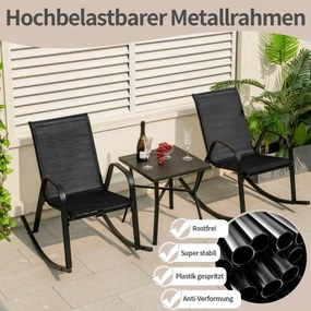 Costway Sada 2 houpacích křesel s prodyšným látkovým sedákem Ergonomická – černý