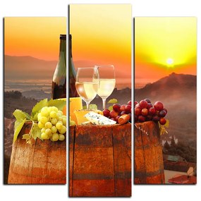 Obraz na plátně - Láhev vína na vinici - čtverec 3152C (105x105 cm)