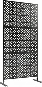 Outsunny Dekorativní zástěnový panel pro venkovní použití, claustra dekorativní zahrada 3 panely s geometrickým vzorem, ocel 92x40x192 cm, černá