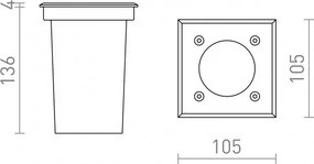 RED R13439 ORBU SQ 10 zápustná nerezová ocel 230V LED GU10 15W IP67 - RED - DESIGN RENDL