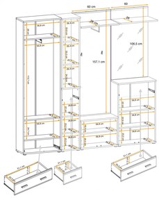 Předsíňová stěna ARMARIO IV + poduška, dub sonoma/dub sonoma