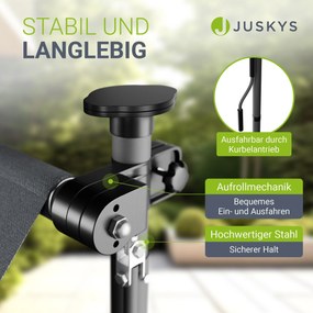 Juskys Rozpěrná markýza Kapstadt s klikou Barva: šedá, Velikost: 150 × 120 cm