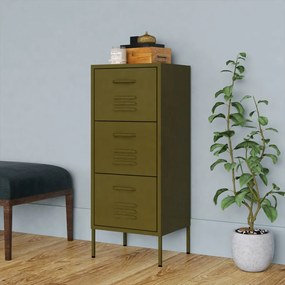 Úložná skříň olivově zelená 42,5 x 35 x 101,5 cm ocel - Default Title