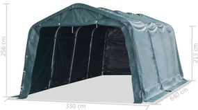 vidaXL Mobilní přístřešek pro zvířata PVC 550 g/m² 3,3x6,4m tm. zelený