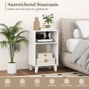 Costway 3patrový noční stolek s policemi a nohami – 39,5 × 29,5 × 65 cm, bílý