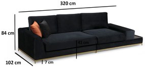 Designová sedačka Dashania 320 cm černá