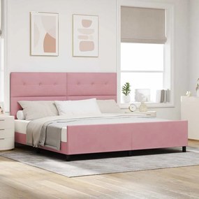 Postel s boxspringem s čelo Růžová 200 x 200 cm samet 3344968