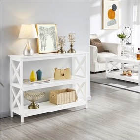 Odkládací stolek Yaheetech – bílá, 106 cm (délka) × 35 cm (šířka) × 80 cm (výška) (255329262730)