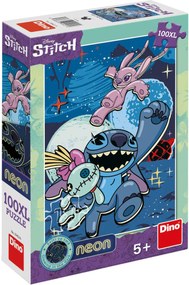 DINO Puzzle XL Stitch 100 dílků neon skládačka 33x47cm svítí ve tmě dn394216