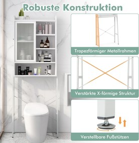 Costway Toaletní skříňka s posuvnými akrylátovými dveřmi a nastavitelnými