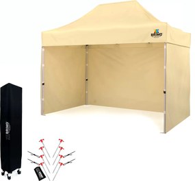 BRIMO Nůžkový párty stan SUPER 2x3 m 3 stěny béžový