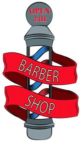 Nástěnná kovová cedule Barber Shop - 33*1*60 cm