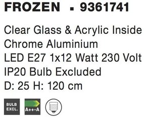 Nova Luce Závěsné svítidlo FROZEN čiré sklo a akryl uvnitř chromovaný hliník E27 1x12W