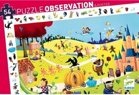 DJECO Puzzle Observation: Pohádky / 54 dílků / 61x38 cm