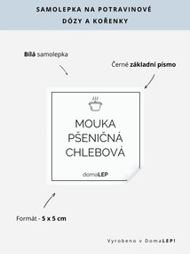 MOUKA PŠENIČNÁ CHLEBOVÁ– průhledná samolepka na dózu, základní písmo, 5 × 5 cm | DomaLEP