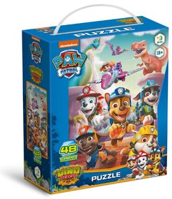 DoDo Puzzle Tlapková patrola/Paw Patrol Záchrana dinosaurů 32x23cm 48 dílků v krabičce 15x18x6cm