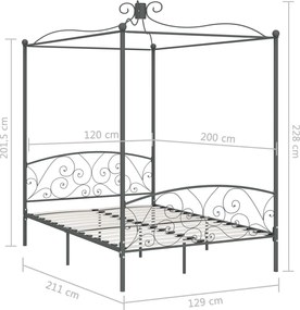 vidaXL Rám postele s nebesy kovový 120 x 200 cm [284482] Barva: Bílá