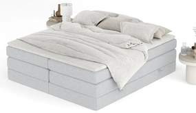Světle šedá boxspring postel s úložným prostorem/bez čela 140x200 cm Juniper – Maison de Rêve
