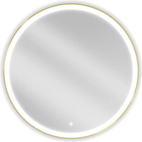 Mexen Esso kulaté podsvícené koupelnové zrcadlo, 90 cm, LED 6000K, proti mlžení, zlatý rám - 9825-090-090-611-50