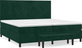 Box spring postel s matrací tmavě zelená 200x200 cm samet 3137746